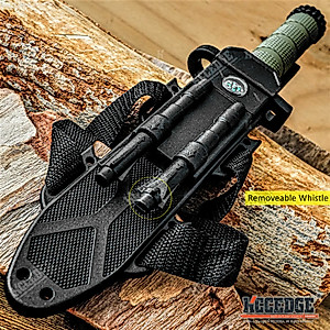 Tactical Knife Hunting Knife Survival Knife 13.75" Fixed Blade Knife With Combat Blade Camping Accessories Camping Gear Survival Kit Survival Gear Tactical Gear 79408 (Olive Green)