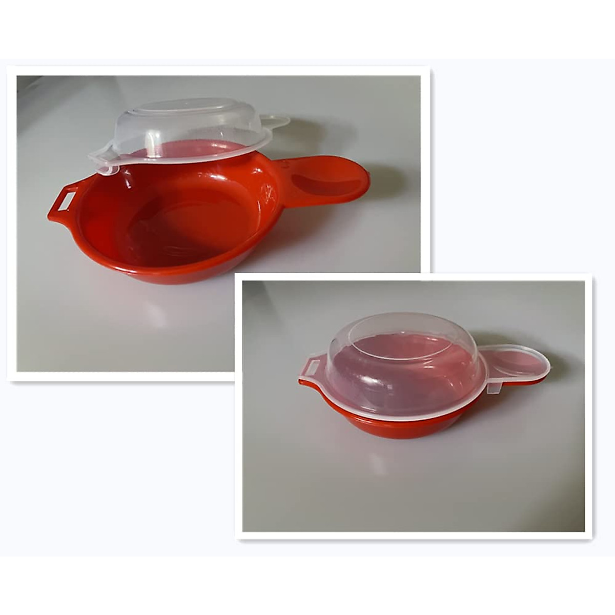 Microwave Egg Cooker, Nonstick Easy Eggwish, Egg Poacher for Breakfast Cheese Hamburg Sandwich Pancake Omelet Egg Patty, Pod & Muffins - As Seen On TV - 2 set in a box, Red & Clear