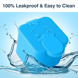 Homotte Leakproof Dips Containers Compatible with Most Bento Lunch Box, 2x 4 oz Salad Dressing Container To Go, Small Silicone Snack Condiment Container with Lids for kids (Blue/Green)