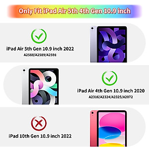 WESADN for iPad Air 5th Generation Case with Kickstand Lanyard Keychain Pencil Holder Rugged Heavy Duty Case for Girls Kids Protective Tablet Cover for iPad Air 4th Gen 2022 2020 10.9'' Rose Gold