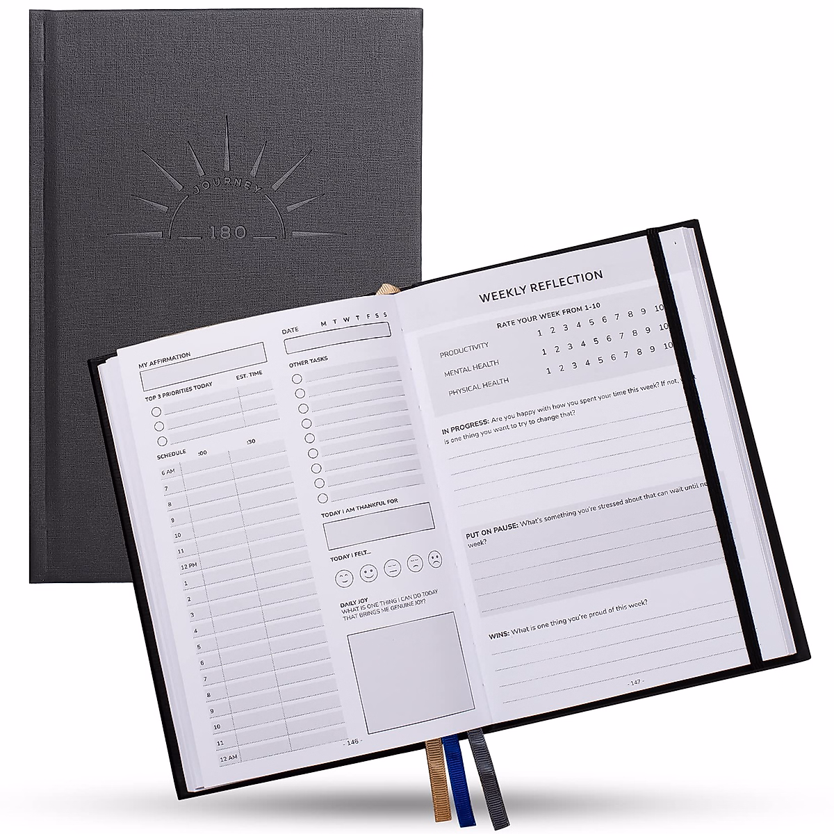 Journey 180 Undated Academic Planner - 6 Month Undated Student Planner for High School and College Students - To Do List, Habit Tracker, Positive Affirmations, Creative Journal, Daily Planner