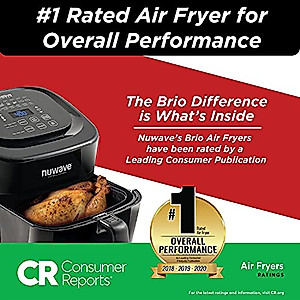 Nuwave Brio 6-Quart Digital Air Fryer Including Non-Stick Baking Pan and Stainless-Steel Cooking Rack (6-Quart + Gourmet Kit)