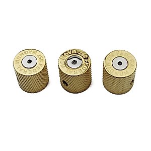 Guyker Guitar Knobs with 6mm Dia. Shaft Pots - Brass Bullet Case Style Tone and Volume Control Potentiometer Knob Replacement for Precision Electric Guitar or Bass (3 Piece, Golden)