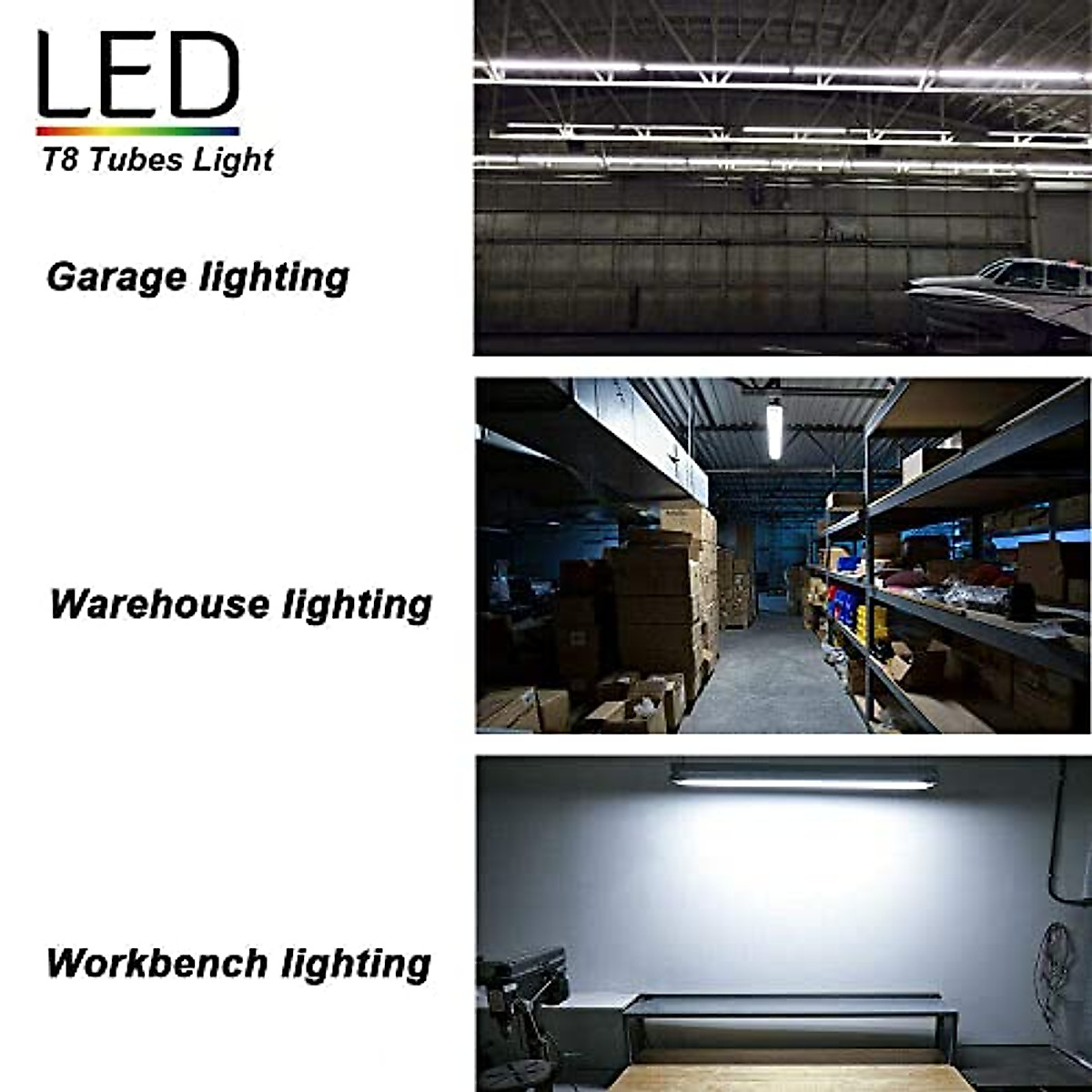 LED LIGHT 777 6-Pack, 4FT LED Shop Light Fixture, 75W 5000K T8 Integrated LED Tube, 9000LM Super Bright, 4 Rows LED, High Output, Linkable Light Fixture 4 Foot with Plug for Garage, Workshop, Depot
