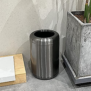 LEASYLIFE Brushed Stainless Steel Trash can,Open Top Wastebasket Bin,Garbage Can for Bathroom,Living Room,Office,Kitchen,Bedroom,Hotel (Black Gold)