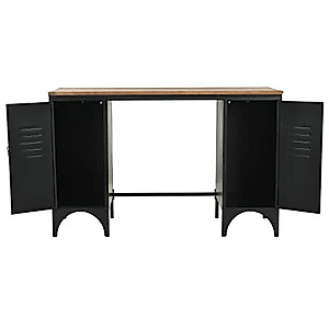YUHI-HQYD Double Pedestal Desk,Secretary Desk,Studio Desk,Home Office Desks,with 2 Large Cabinets,Easy to Assemble,for Office or Home Study,Solid Firwood and Steel 47.2"x19.6"x29.9"