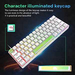 K65 Pro 60% Gaming Keyboard,Mouse Combo Small Mini RGB Backlight Mechanical Keyboard and Ultralight Honeycomb Optical Mouse and Mouse Pad Linear Red Switch Anti-Ghosting for Xbox,PS4,PC,Laptop(Blue)