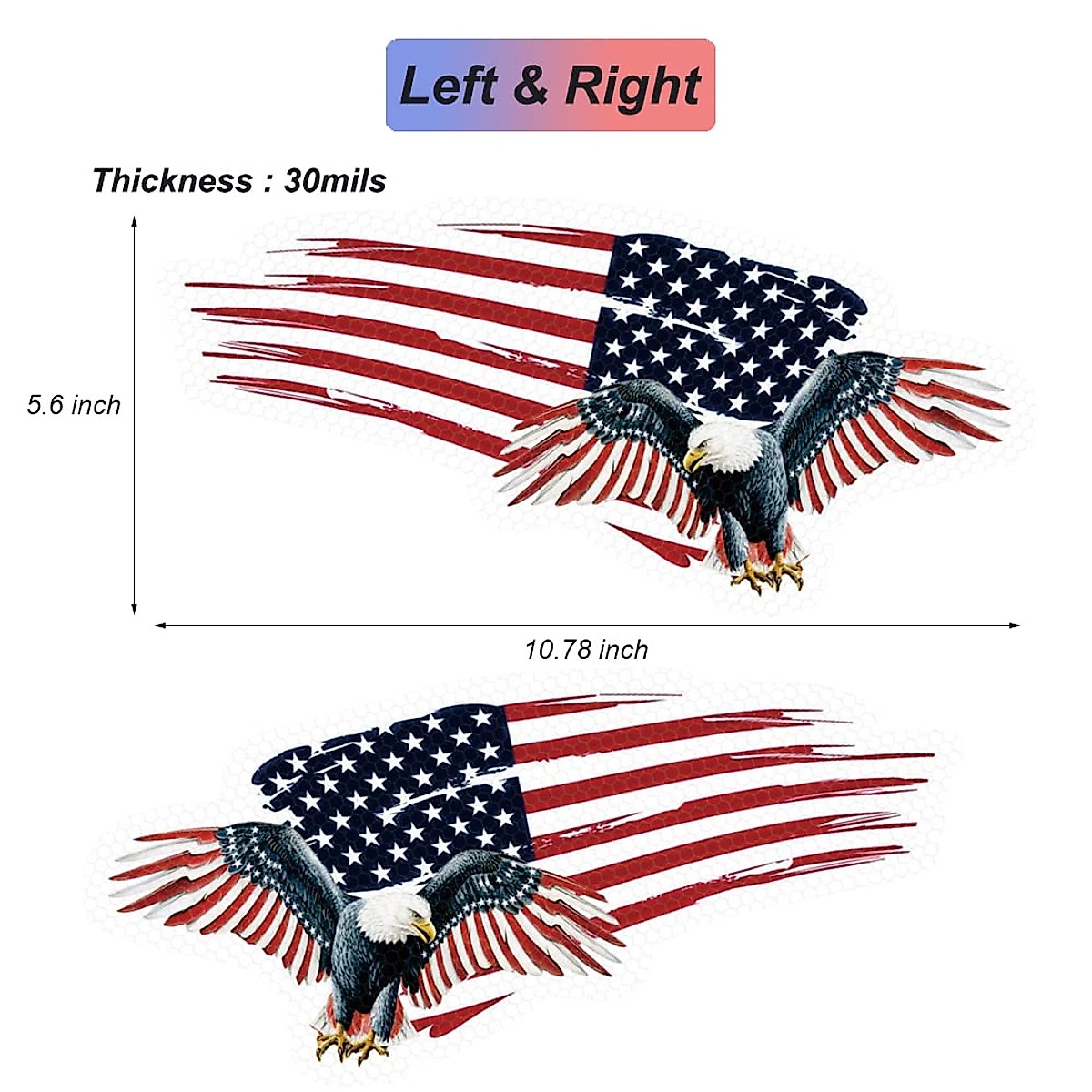 Reflective American Eagle Magnet for Car Waterproof Patriotic Waving USA Flag Magnetic for Auto Truck Vehicle – 10.78" x 5.6" for Military Memorial Day Patriots Veterans Day 4th of July