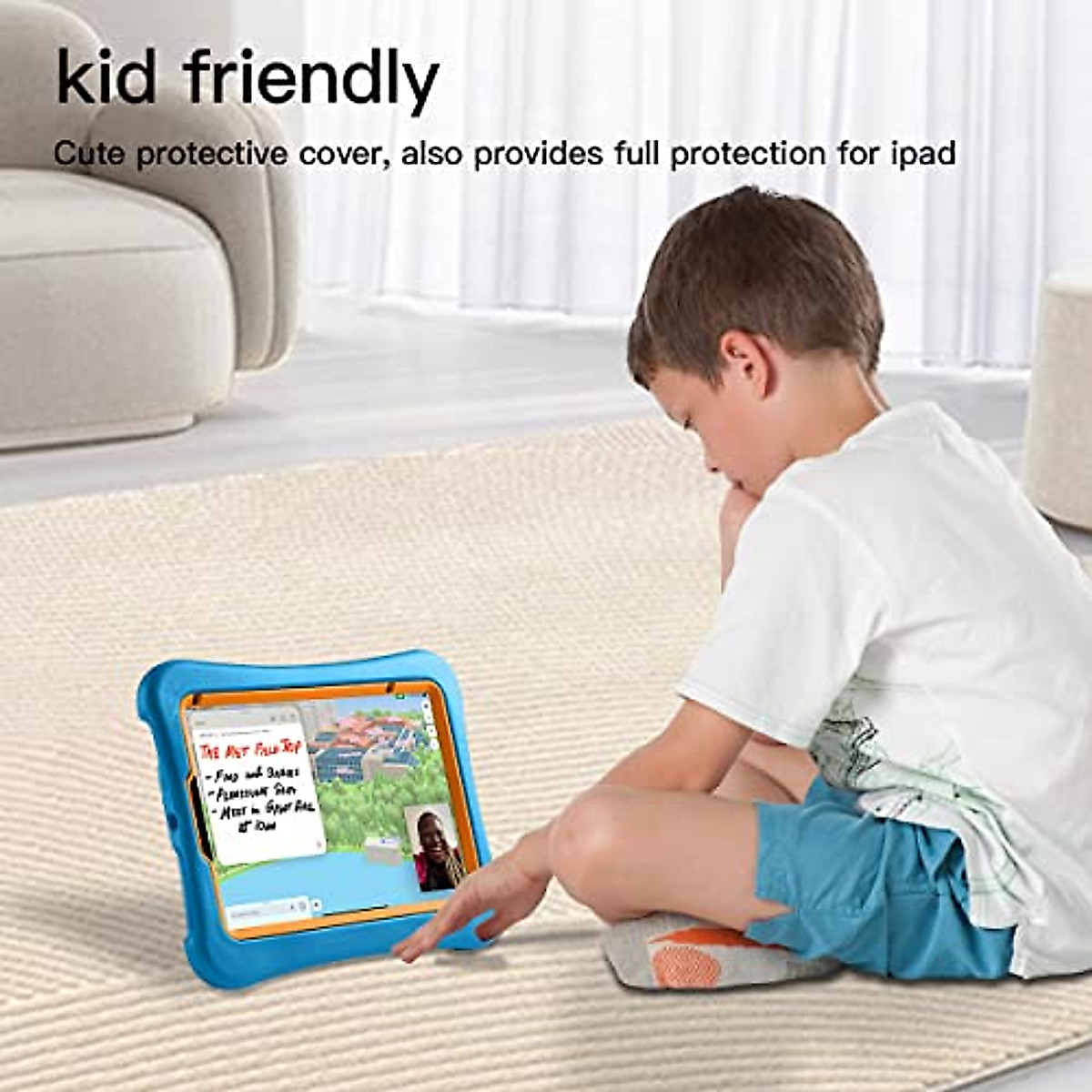 LeiJue Kids Case for 2021 iPad Mini 6, Light Weight Heavy Duty/Shockproof/Drop Proof with Handle/Kickstand, Child Friendly Protective Cover for iPad Mini 6th Gen 8.3inch (Blue)