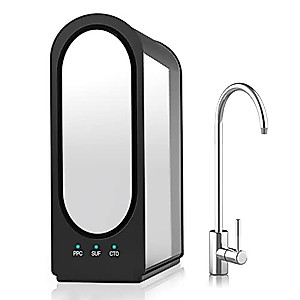 Besdor BUF1 Ultrafiltration Under Sink Water Filter System, 0.01 Micron, Tankless, Zero Waste Water, No Power Required, Intelligent Panel, Stainless Steel Housing