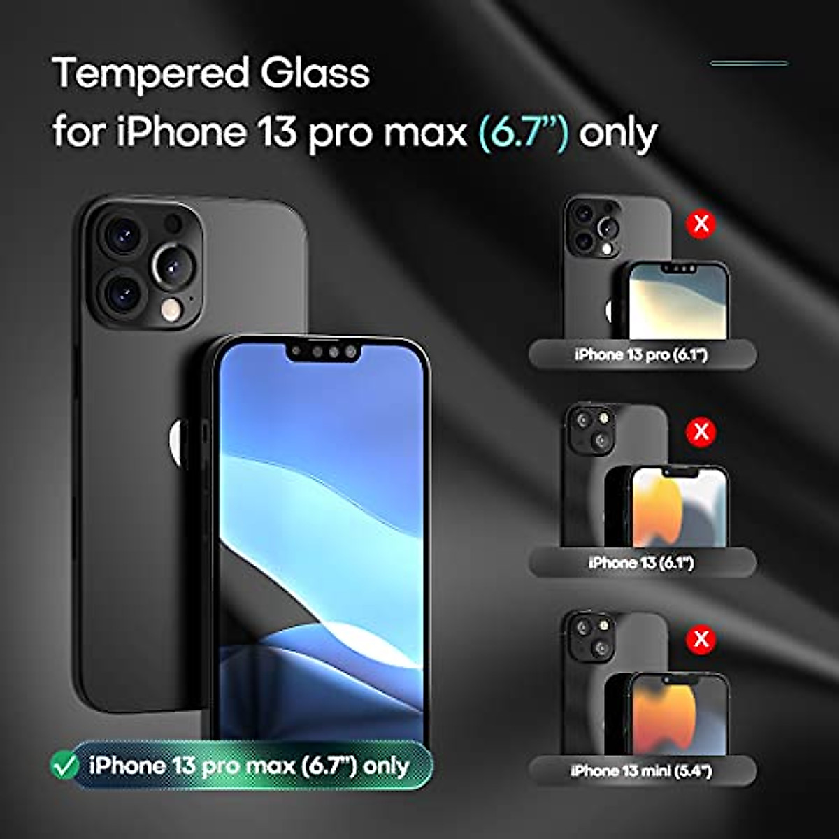 HATOSHI 3 Pack Tempered Glass Screen Protector for iPhone 13 Pro Max with 3 Pack Camera Lens Protector, Case Friendly Easy Installation Clear Protective Glass Screen for iPhone 13 Pro Max 6.7-inch