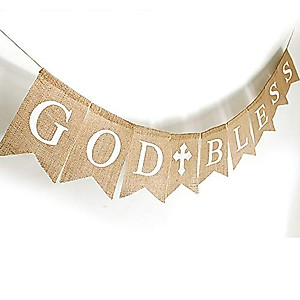 CHRORINE First Communion Banner Kit, Baptism Decorations for Boys Girls, First Communion Confirmation Decorations,God Bless Banner and White Decorations - White Set