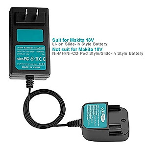Creabest New Li-ion Battery Charger for Makita 18V Battery BL1830 BL1815 194205-3 LXT400 BL1850 BL1840 BL1860 (NOT for Ni-MH/Ni-Cd Battery)
