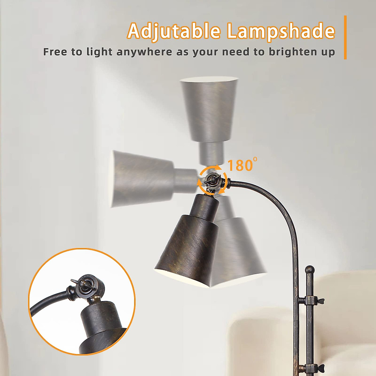 LALISU Metal Desk Lamp Rustic Task Lamp Black Adjustable, Industrial Style Lamp with On/Off Switch, Vintage Work Lamp, Reading Lamp for Bedroom, Study Room &Office, ETL Certificate. (Black)