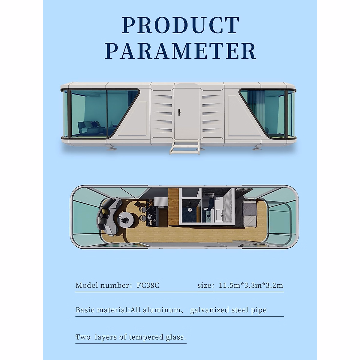 Futuristic Mobile Capsule Home - 1 Bedroom, Full Bathroom, Kitchen & Living Area - Sleek Portable Cabin
