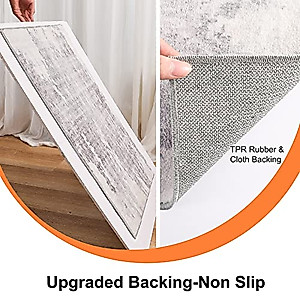 Door Mat, Front Indoor Door Mat Faux Wool Non-Slip Entryway Rug Absorbent Abstract Throw Rug for Indoor Entrance Hallway Laundry Room, High Traffic Areas, 32X48 Inches, Gray Washable