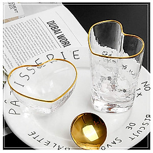 Phnom Penh Glass Bowl Dessert Bird's Nest Salad Bowl Fruit Plate Creative Transparent Heart Shape Breakfast Bowl (4 pcs)