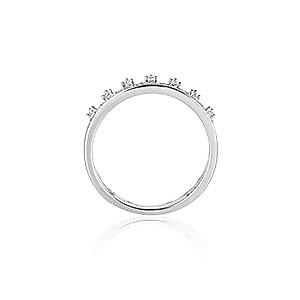 Jewelili Enchanted Disney Fine Jewelry Sterling Silver 1/5 Cttw Majestic Princess Crown Ring, Size 7