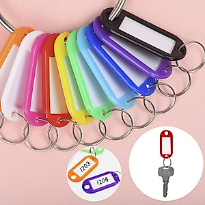 Plastic Key Tags 220 Pcs, Key Labels with Ring and Label Window, Key Chain ID Tags, Key Identifiers for Name, Luggage 10 Colors