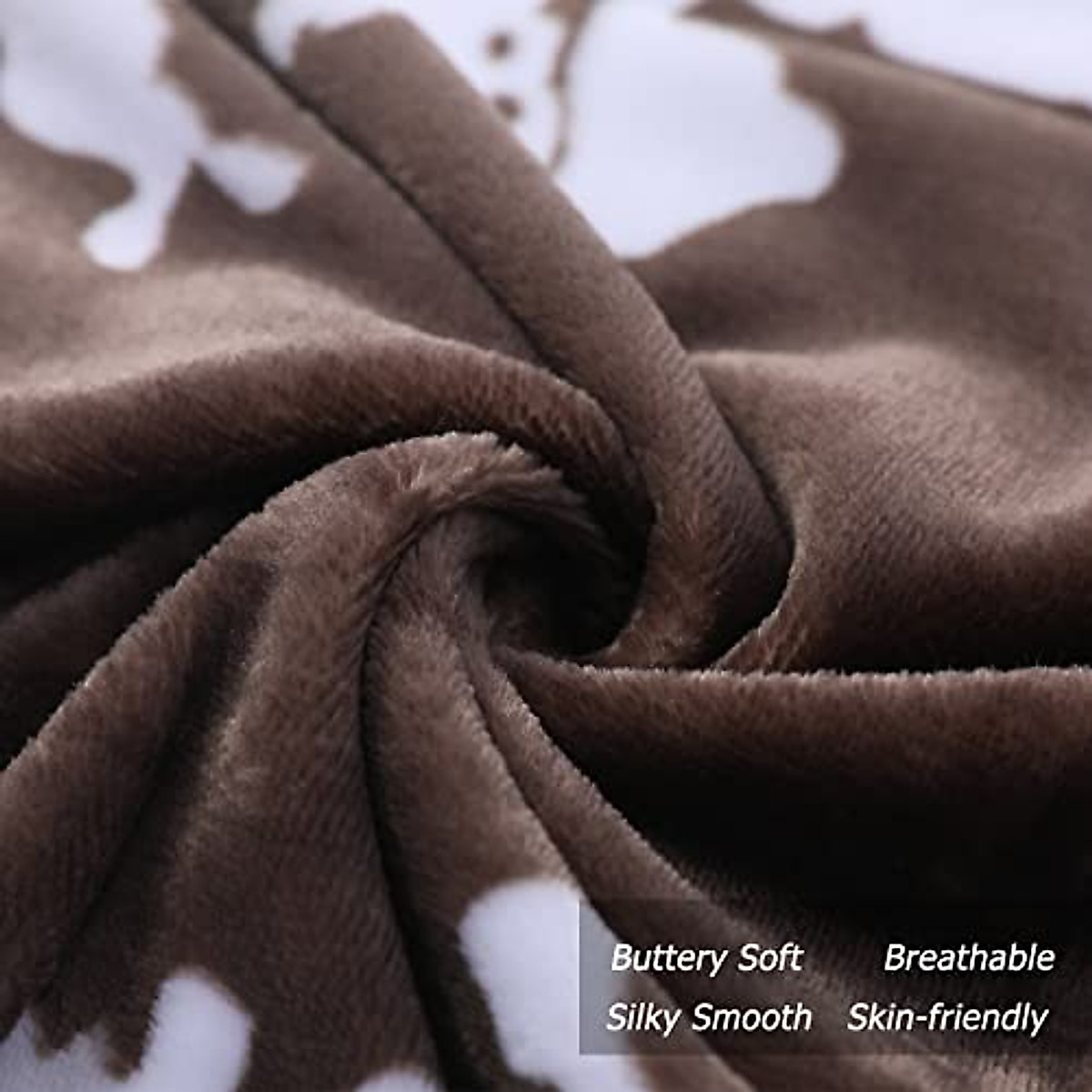 QSIMI Gift for Mom Cow Print Blanket Soft Flannel Warm Lightweight Cute Cow Throw Blankets for Couch Bed, Cow Print Stuff for Cow Adults Kids All Seasons(Dark Brown, 50"x60")