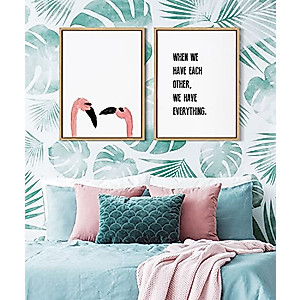 Kate and Laurel Sylvie When We Have Each Other Framed Canvas Wall Art by Maggie Price of Hunt and Gather Goods, 18x24 Natural, Inspirational Art for Wall