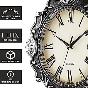 AYRELY® 14 Inch Oval Rustic Wall Clock, Wall Clocks Battery Operated, Country Style Silent Non Ticking Clock, Decorative for Kitchen, Home, Living Room, Farmhouse, Bedrooms