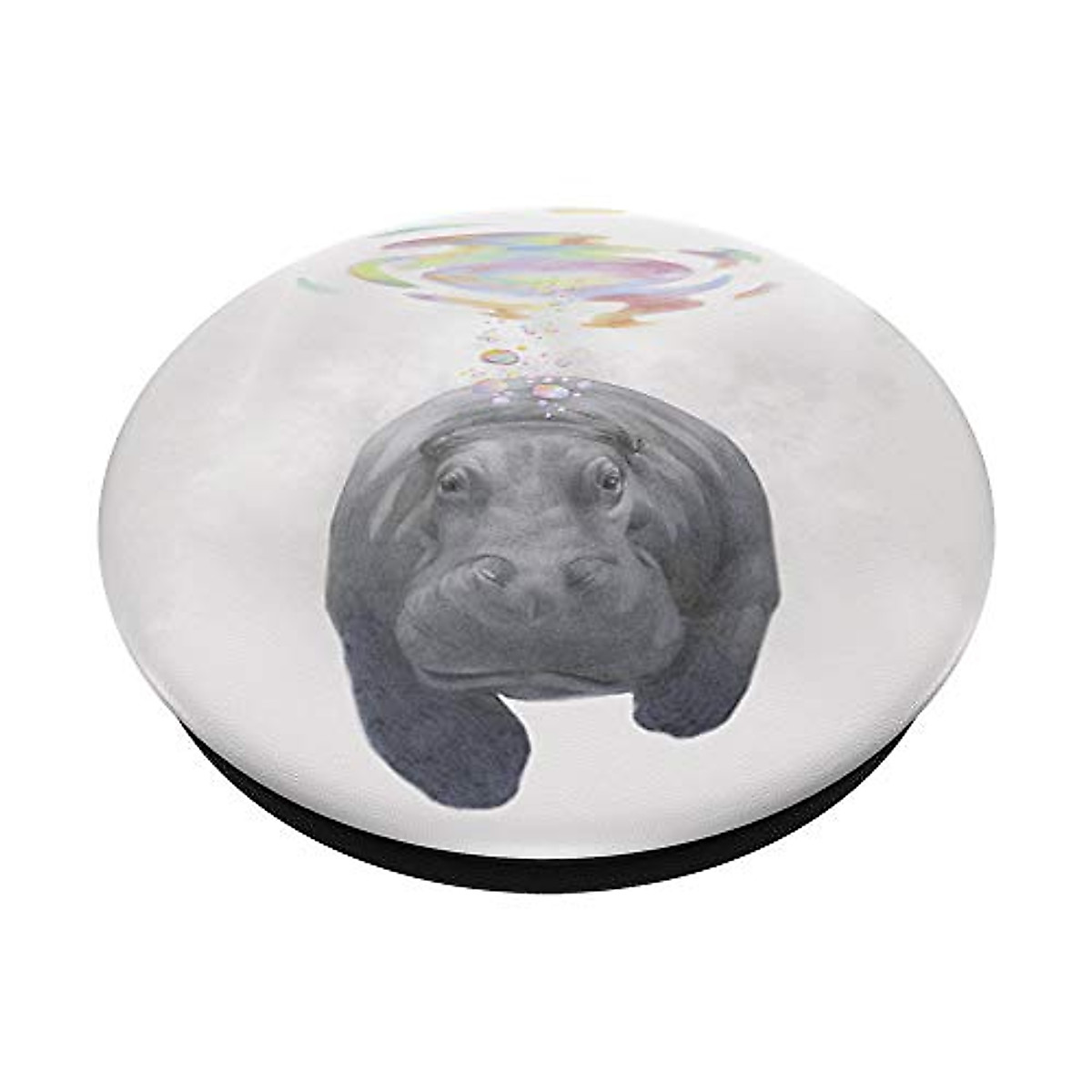 Funny Hippo with rainbow art PopSockets PopGrip: Swappable Grip for Phones & Tablets