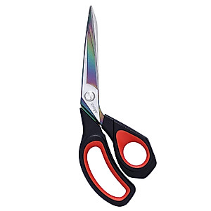 LIVINGO Fabric Scissors Heavy Duty - 9.5 Inches Professional Titanium Coated Forged Stainless Steel Sharp Bent Shears for Sewing Crafting Cutting Cloth, Felt, Leather, Paper