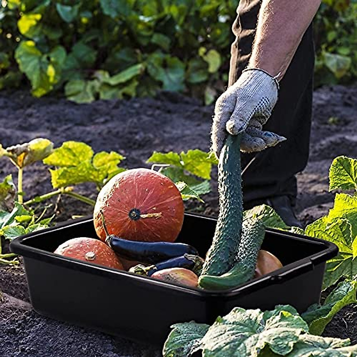 Buyitt 4-Pack 24 L Commercial Bus Box, Plastic Utility Bus Tubs, Black