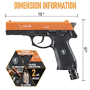Lancer Tactical Scorpion 0.5 Caliber CO2 Non-Blowback Air Self Defense-Less Lethal, Ideal for Home and Personal Defense-Police-Grade Pepper Projectile Gun (Orange)