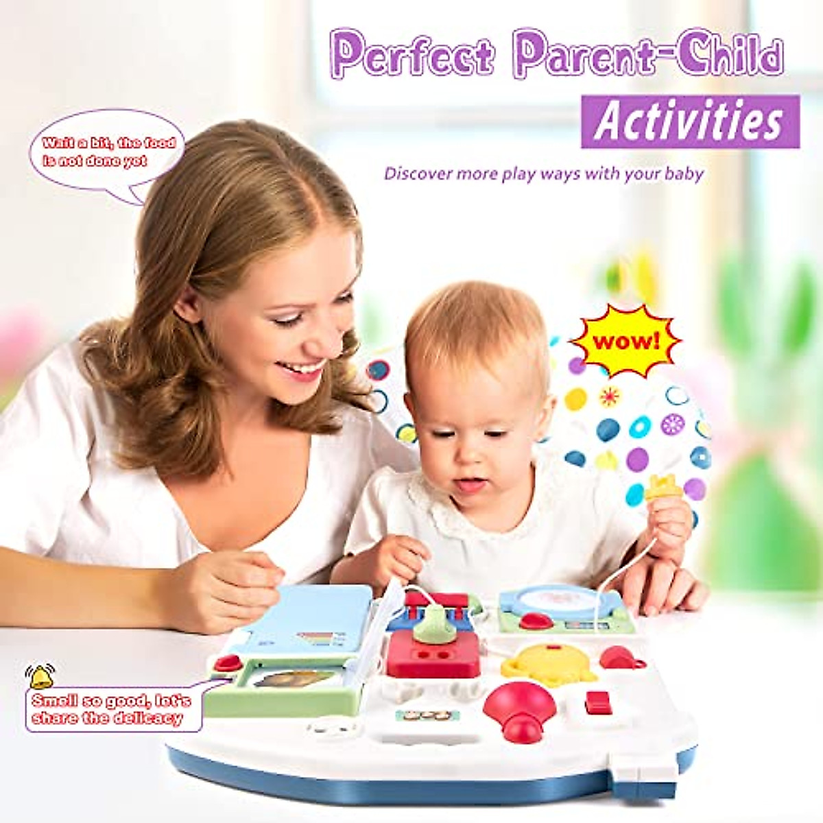Activity Table for Toddlers 1-3, Pretend Household Appliances Toys, Kids Early Development Learning Toy, Baby Busy Board Activity Toy With Sounds Lights Play Table Toy Gift for Boys Girls 6-12 Months