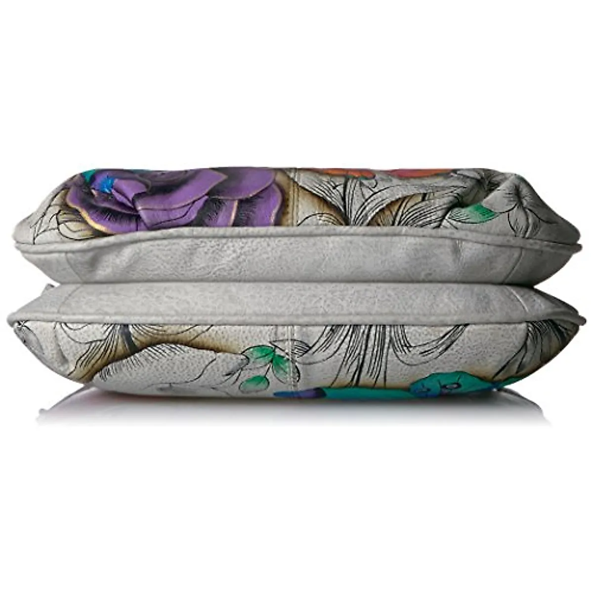 Anna by Anuschka Women's Genuine Leather Small Multi-Compartment Cross Body | Zip-Top Organizer with Outside Pockets | Floral Paradise