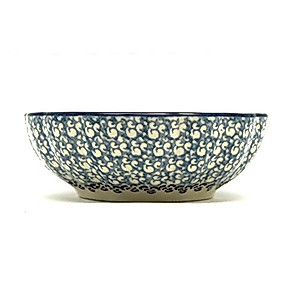 Polish Pottery Bowl - Shallow Scalloped - Small - Holly Berry