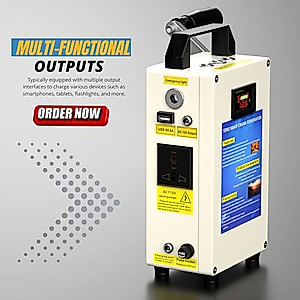 150W Hand Crank Generator, Portable Power Station w/Folding Handle, Aluminum Alloy Small Inverter Generator Rechargeable for Home Camping Outdoor Smartphone Charger