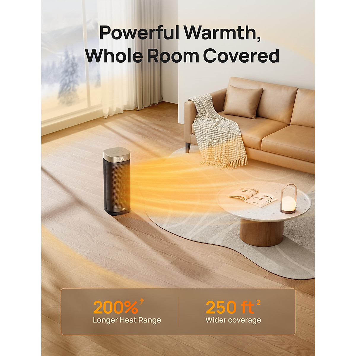 Dreo Space Heaters for Indoor Use, 1500W Fast Heating Ceramic Electric & Portable Heaters with Thermostat, 70° Oscillating with Tip-over & Overheat Protection, Remote, 12H Timer, for Office Bedroom