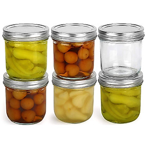 KAMOTA Wide Mouth Mason Jars 10 oz, 10oz Mason Jars Canning Jars Jelly Jars With Wide Mouth Lids and Bands, Ideal for Jam, Honey, Wedding Favors, Shower Favors, Baby Foods, 6 PACK…