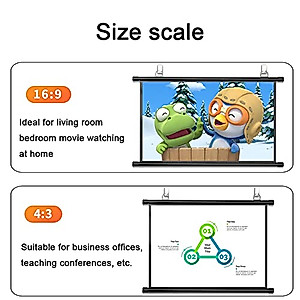 TOCTUS Video Projection Screen HD Portable Projector Screen for Indoor Outdoor, 60 Inch Wall/Ceiling Mount Projection Screen for Home Theater Movie TV, Wrinkle-Free (Size : 72inch 16:9)