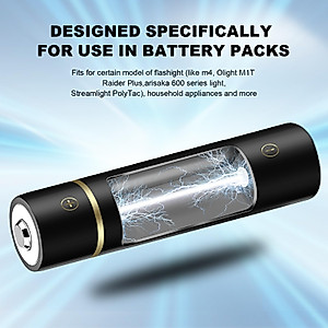 JESSPOW 16650 Rechargeable Battery, 16650 Battery 1800mAh 3.7V Li-ion Rechargeable Battery with Button Top for Flashlights Torches - 2 Pack