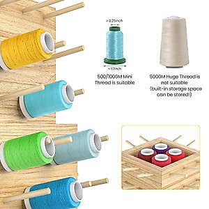 TIPSYTREE 84 Spools Thread Holder, 360° Rotating Sewing and Embroidery Thread Organizer, Wooden Thread Storage Rack for Quilting Sewing and Embroidering