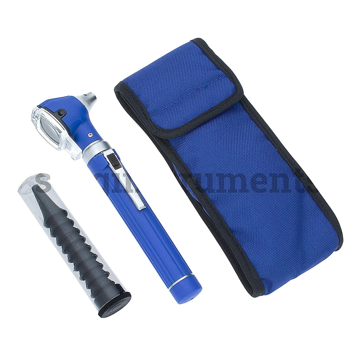 SURGICAL ONLINE Fiber Optic Mini Otoscope Rainbow Many Colors - Pocket Otoscope with Case ENT Diagnostic Set w/Extra Bulb Included (Blue)