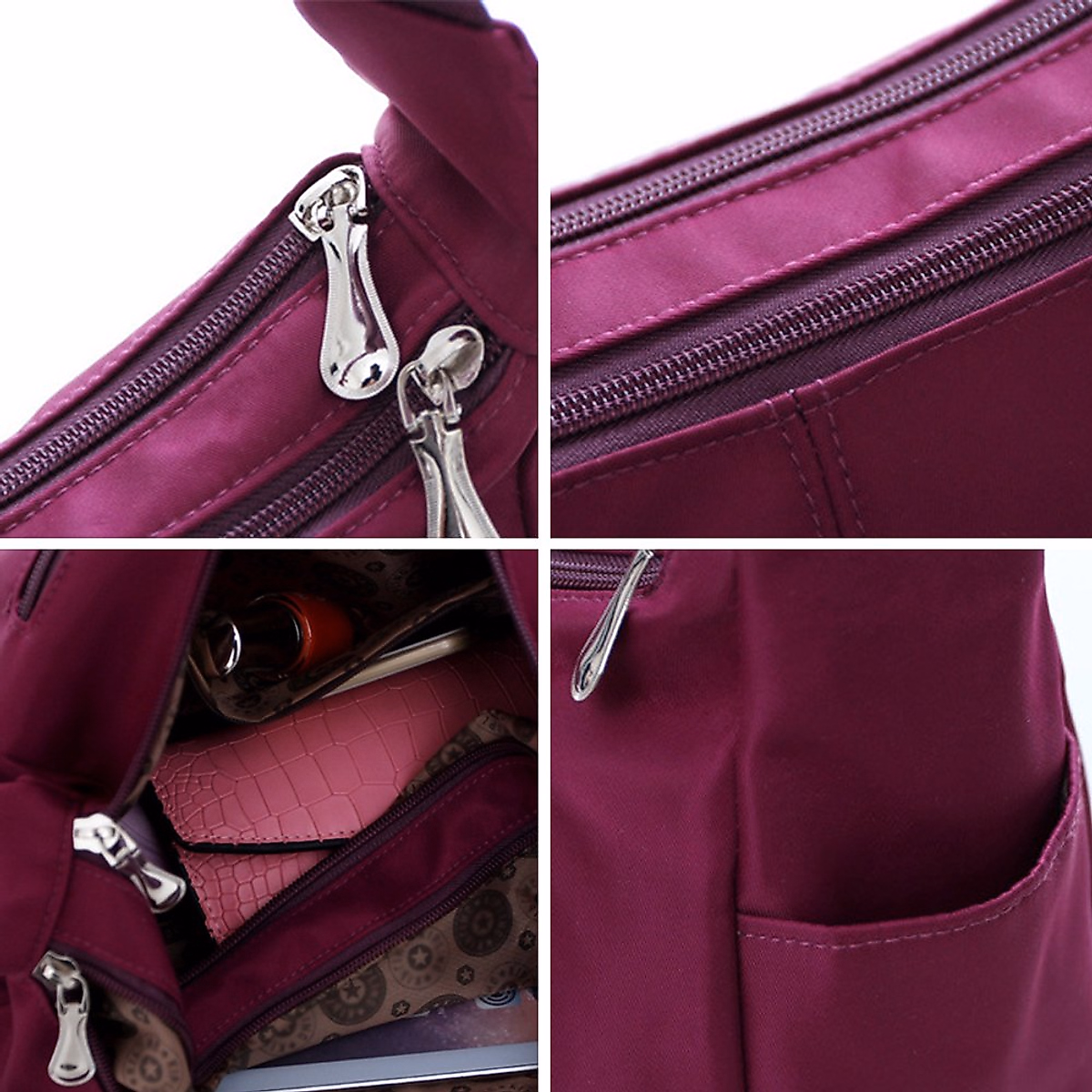 Grey990 Women Casual Nylon Waterproof Sling Shoulder Bag Large Capacity Crossbody Bag Handbag Purse Black