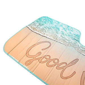 BDK Good Vibes Beach Wave Front Windshield Sunshade Accordion Folding Style Auto Shade for Car Truck SUV Van Blocks UV Rays Sun Visor Protector Easy Setup Keeps Your Vehicle Cool - 58 x 27 inches