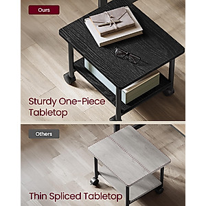 VASAGLE Industrial Under Desk Printer Stand, 2-Tier Mobile Machine Cart with Shelf, Heavy Duty Storage Rack for Office and Home, Black UOPS02B