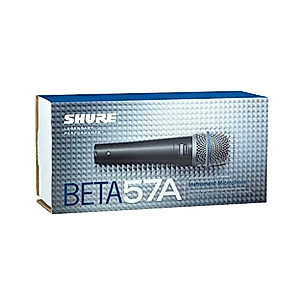 Shure BETA 57A Instrument Microphone - Supercardioid Dynamic Mic for Vocal and Instrumental Applications with High Output Neodymium Element, Durable Steel Mesh Grille and Shock Mount
