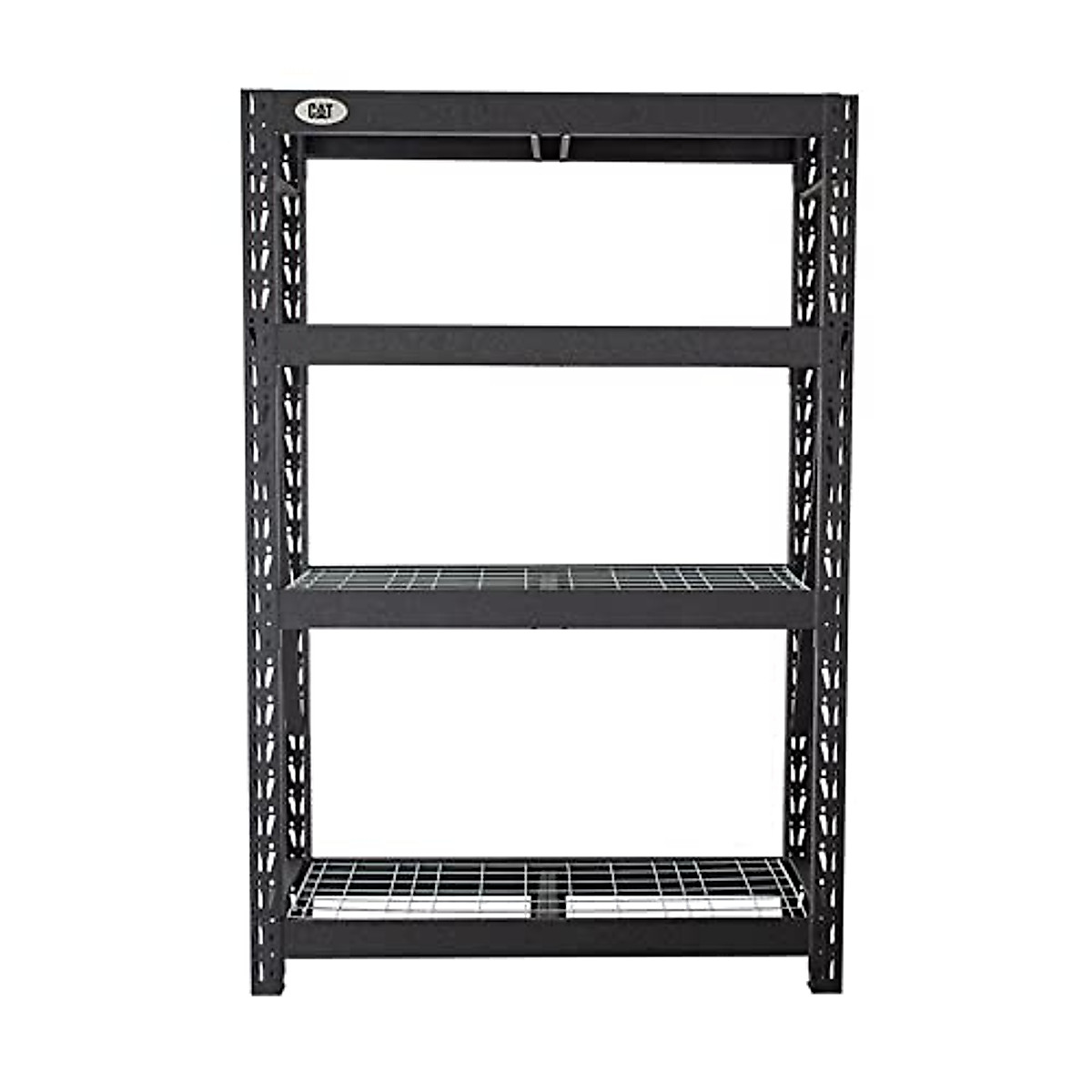 Cat 72 Inch x 48 Inch Industrial Heavy Duty 4 Tier Adjustable Steel Shelving Unit with Hammer Granite Finish, and 2000 Pound Weight Limit, Black