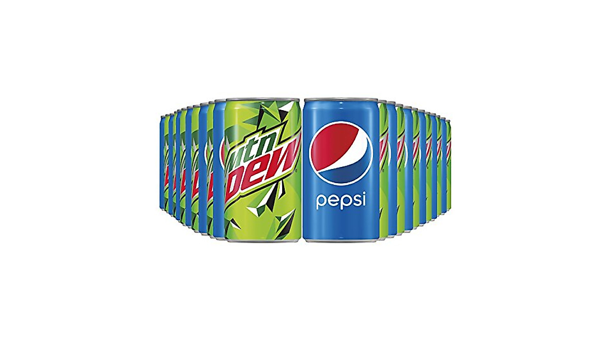 Pepsi & Mtn Dew Mini Can Pack - 24 Cherry Refreshing Variety