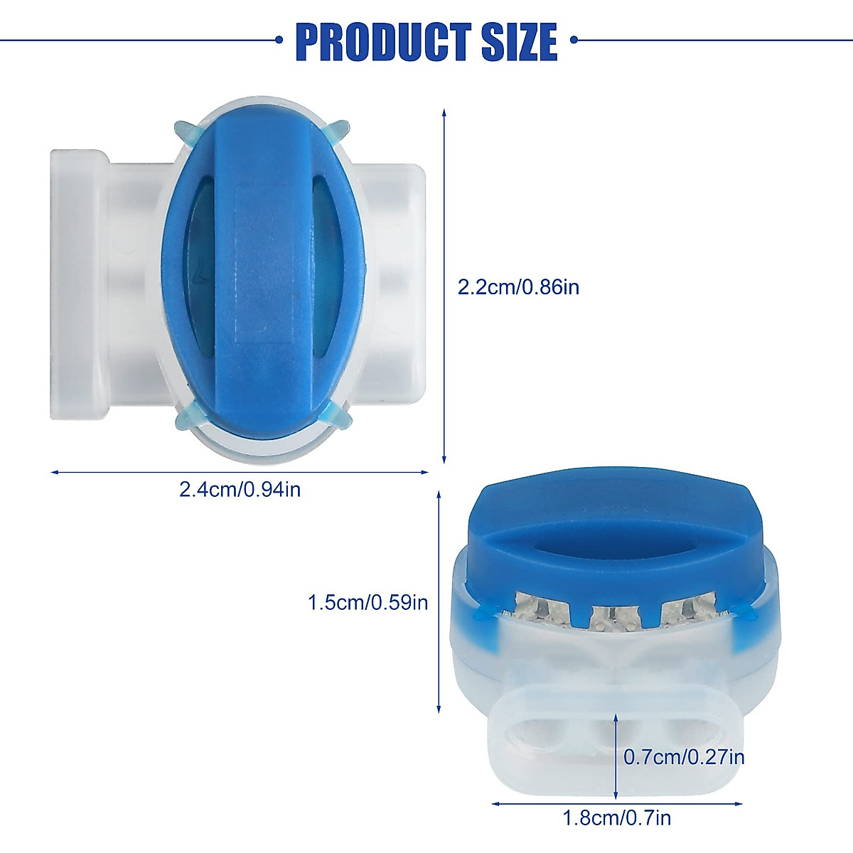 Electrical IDC 314-BOX Pigtail 3 Wire Connectors, EEEkit Self-Stripping Moisture-Resistant Pigtail Connectors for 22-14 AWG Cables, Robotic Lawn Mowers, Irrigation Applications, 50 Pack