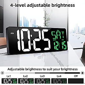 TXL Auto Set Digital Wall Clock Large Display, 16.5" LED Wall Clock with Date & Temperature, Count Up/Down Timer Clock with Remote Control, Large Digital Alarm Clock for Seniors Home, Office
