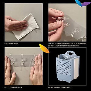 meistar Foldable Plastic Laundry Baskets. Wall Hanging Storage Basket. Multi-function Storage Container Waterproof Durable for Bedroom and Bathroom (M, Blue)