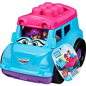 Mega Bloks First Builders Tina Tour Bus with Big Building Blocks, Building Toys for Toddlers (6 Pieces)